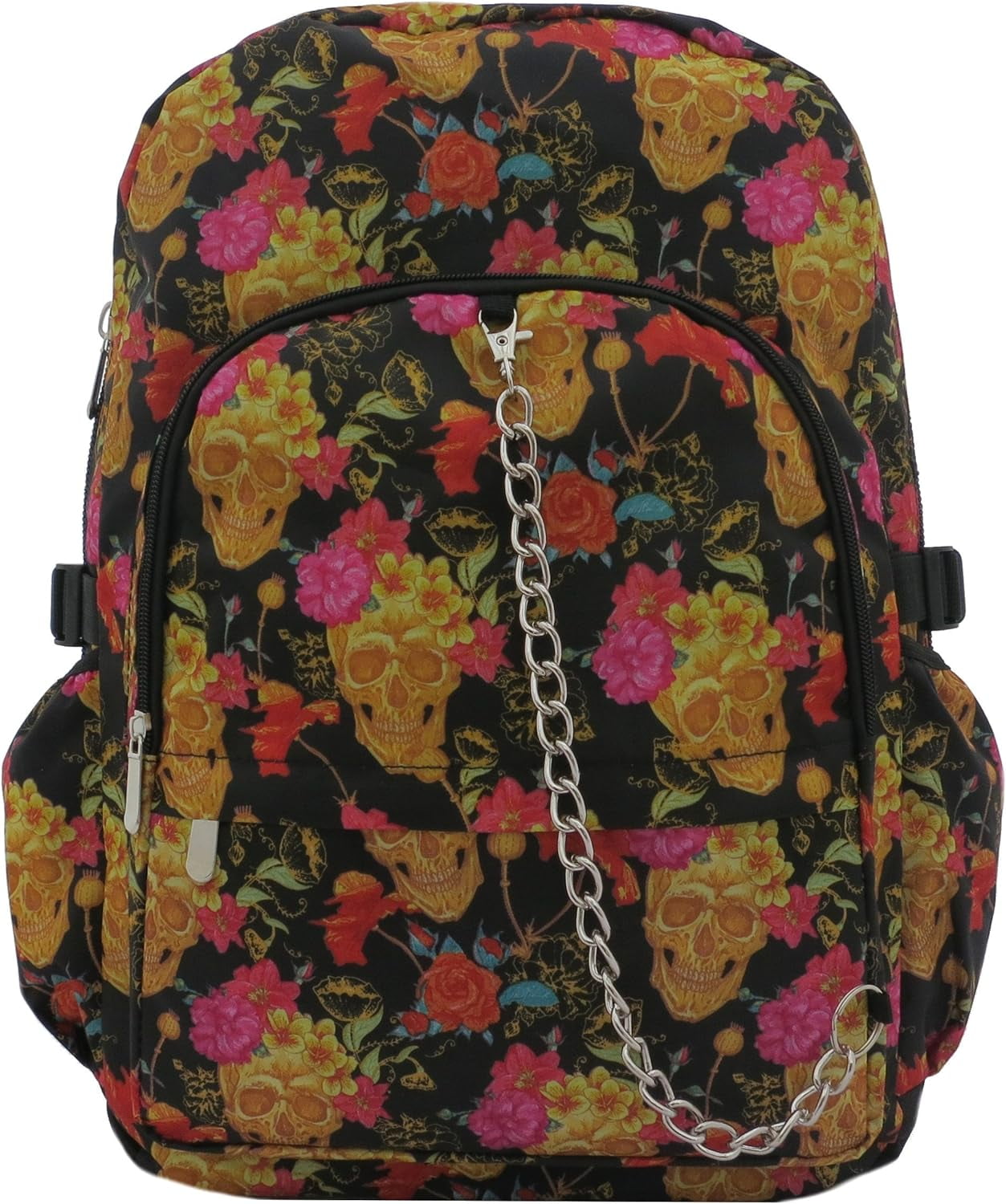 Gold Sugarskull Pink Flower Tattoo Backpack Rucksack - Walmart.com