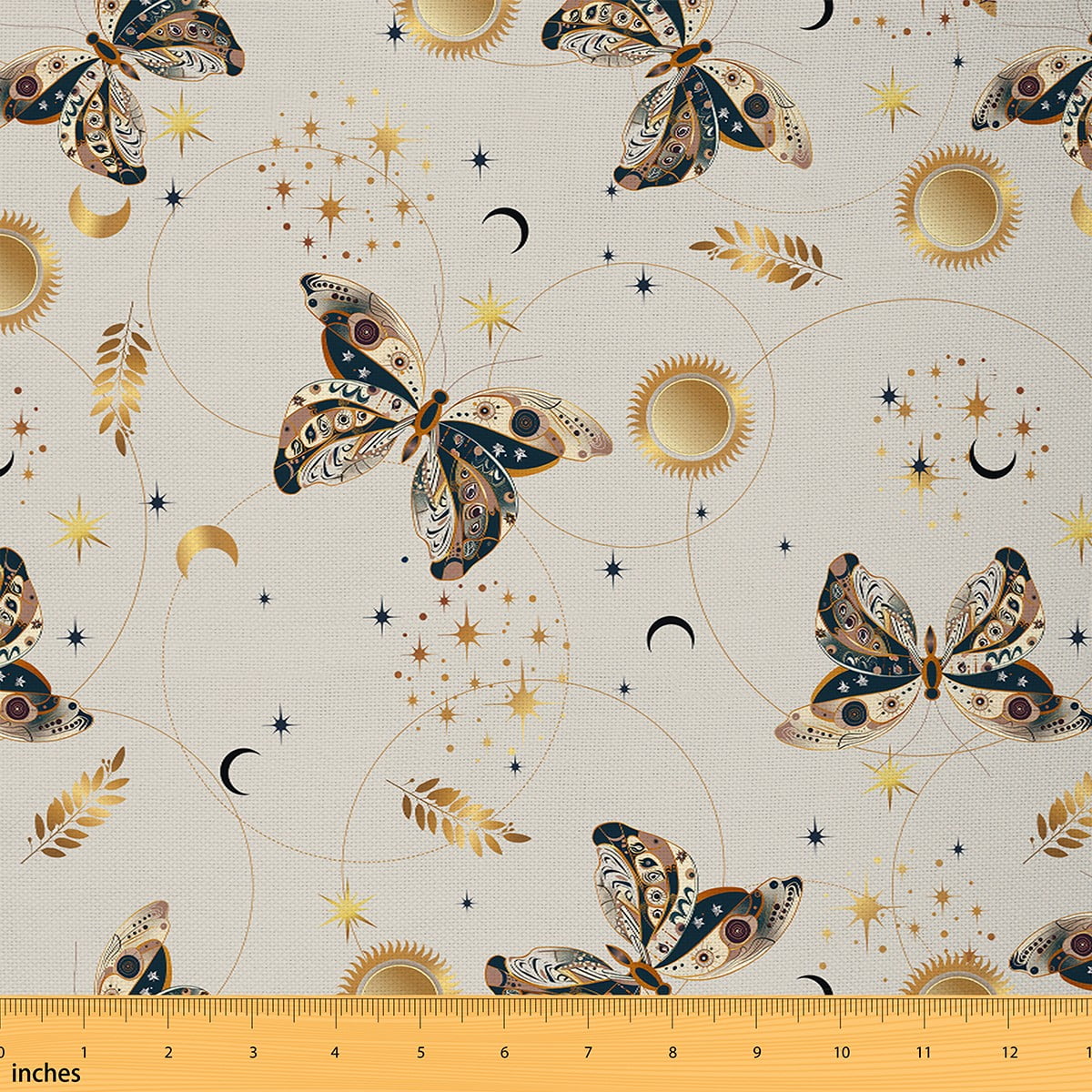 Gold Sun Moon Decorative Fabric Butterfly Upholstery Fabric,Butterfly ...