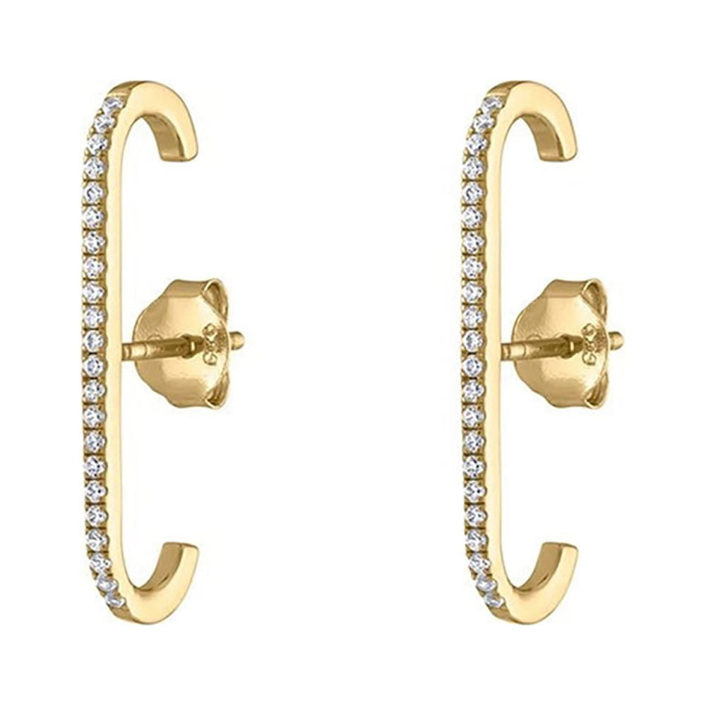 Gold Suspender Ear Cuff Earrings 14K Gold Plated Cubic Zirconia Wrap ...