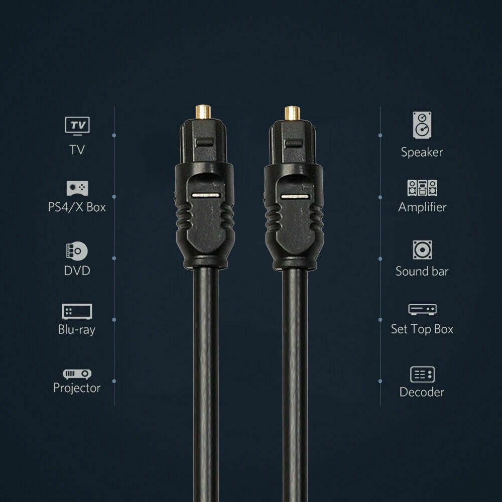 Gold TOSLink Fiber Optical Optic Digital Audio Cable SPDIF Sound Bar ...