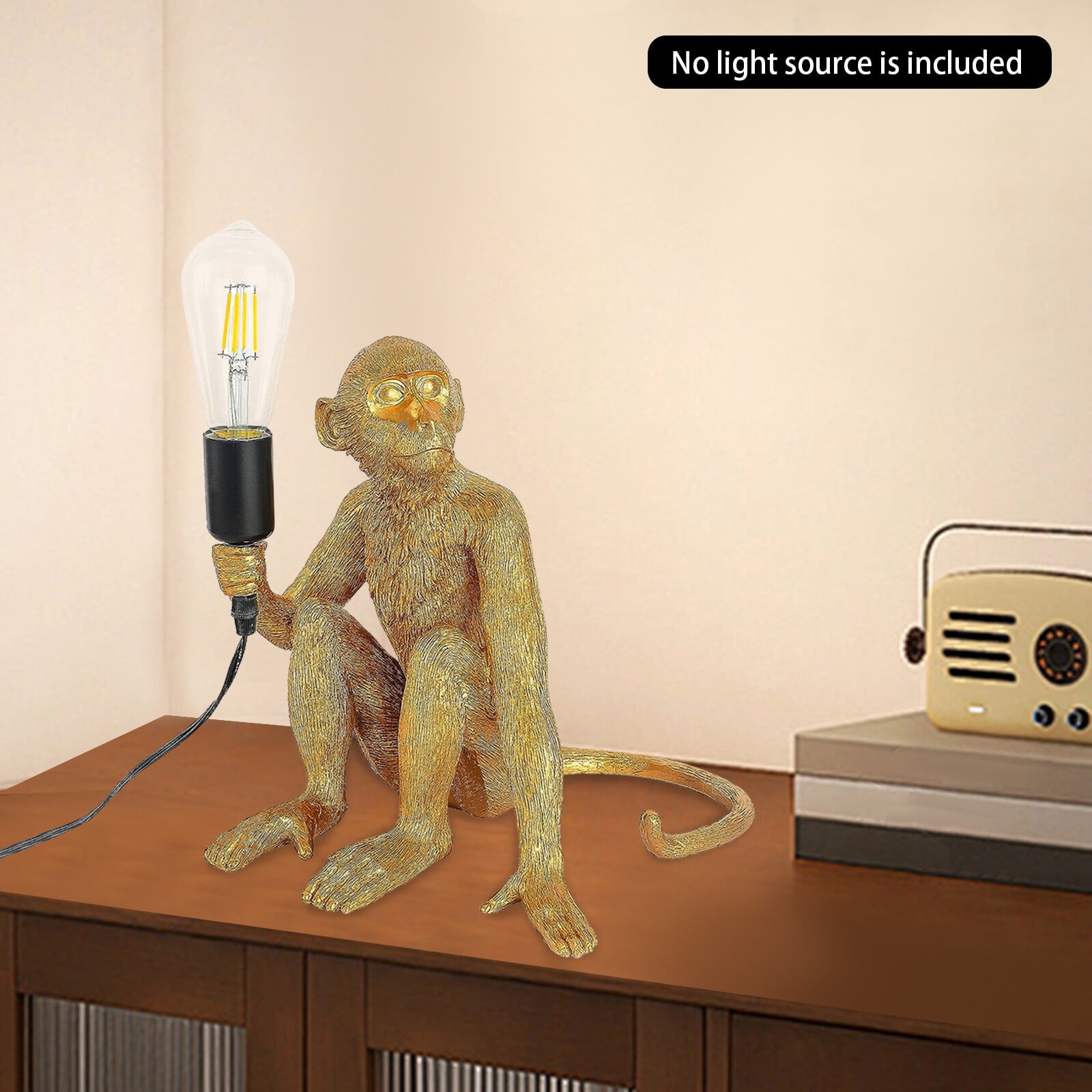 Gold Table Lamp, Resin Monkey Shaped Light Fixture for Bedroom ...