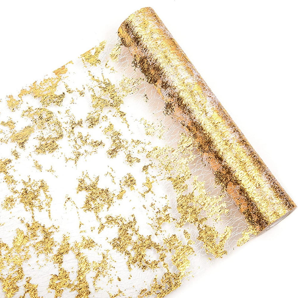 Gold Table Runner Metallic Thin Mesh Table Runner Roll Sequin Glitter ...
