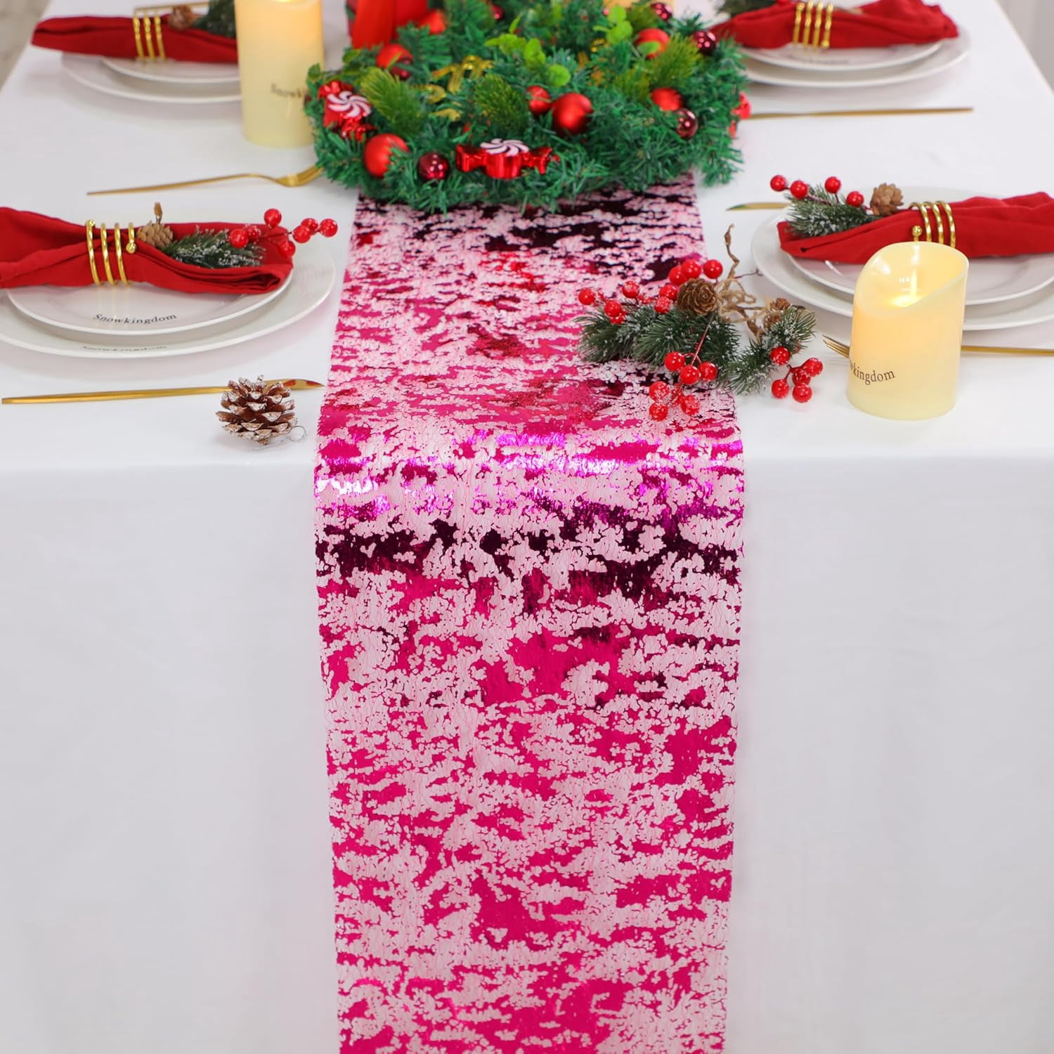 Gold Table Runner, Sequin Glitter Foil Metallic Thin Mesh Runner Roll ...