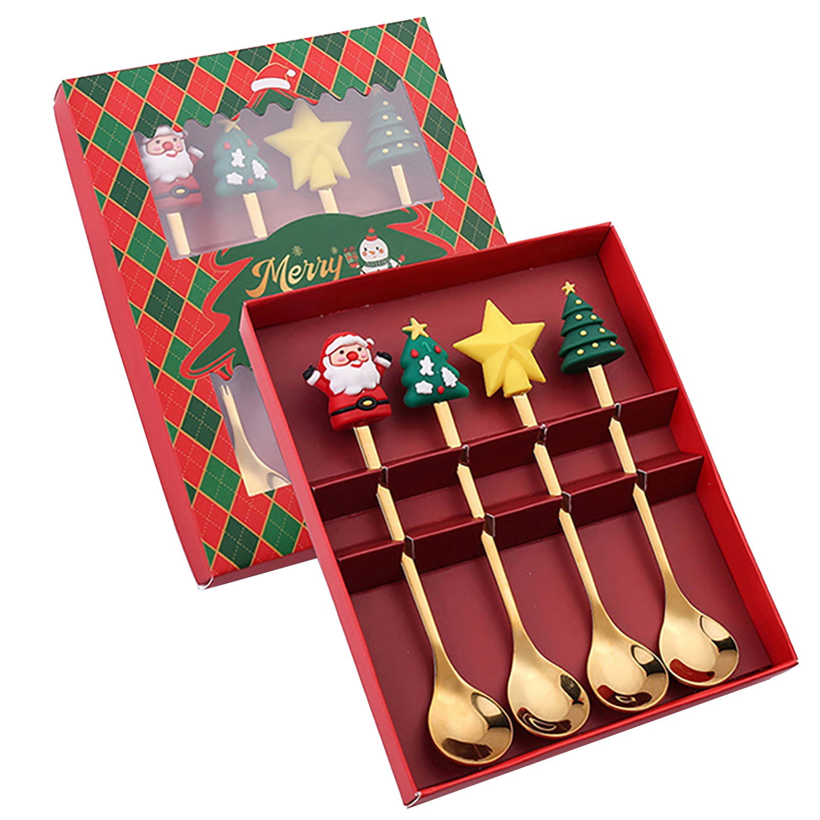 Gold Tableware Christmas Spoon (Old Man Spoon + Small Tree Spoon ...