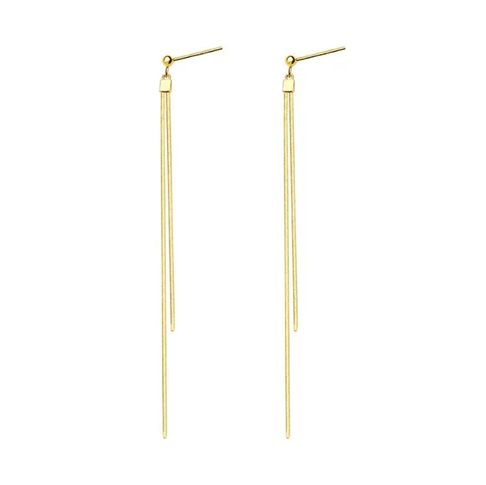Gold Tassel Chain Earrings 925 Sterling Silver for Women Long Dangle ...