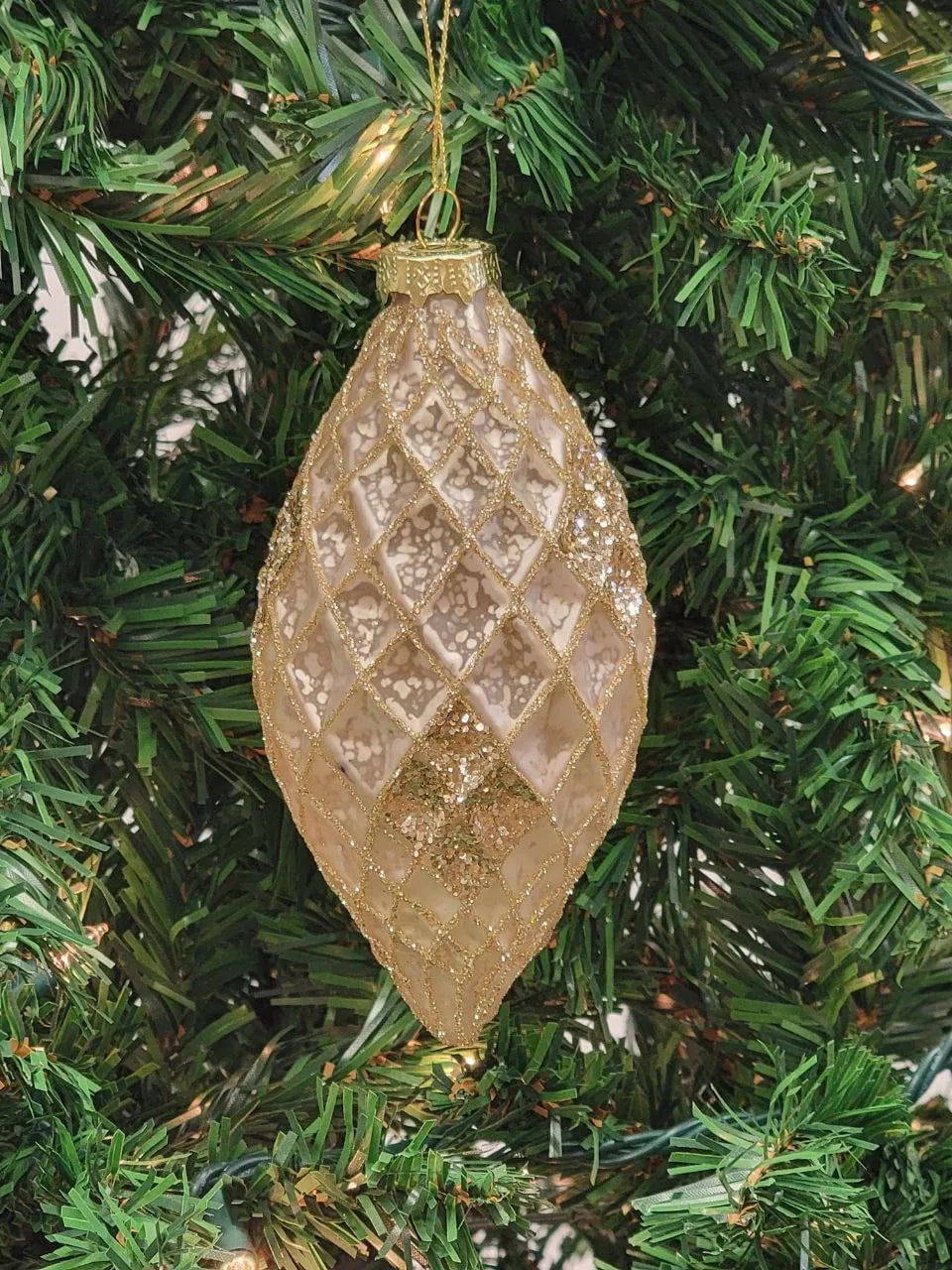Gold Teardrop-Shaped Glass Christmas Ornament F07M7-3-LH76-23030 ...