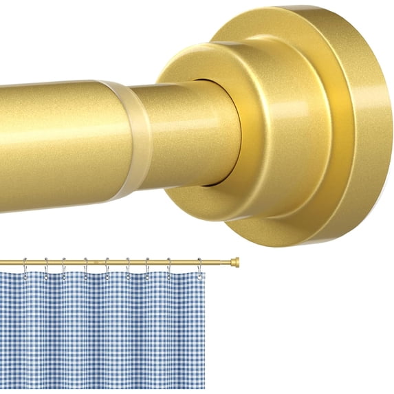 Gold Tension Shower Curtain Rod 36-63 Inch Adjustable Non Slip Spring ...