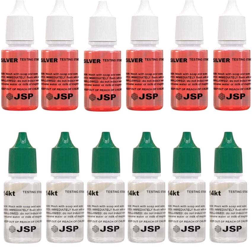 Gold Testing Kit 6x14k & 6xSilver Solution Acid Test Gold Authenticity ...