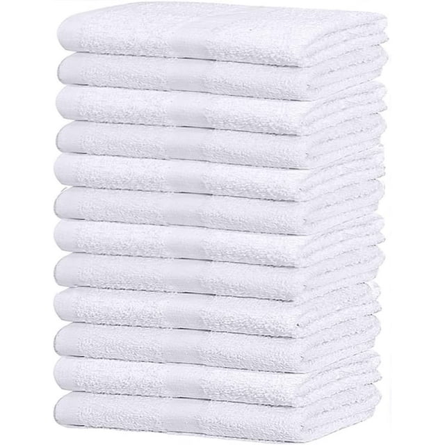 Gold Textiles Multipack 12 White Hand Towels 15x25 inches, Cotton ...
