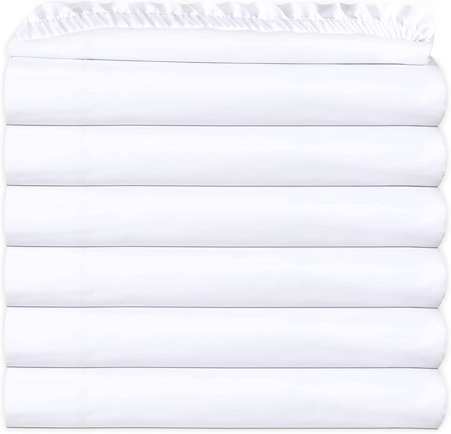 Gold Textiles Pack of 6 CA King White Fitted Sheets (72x84+14) - Polycotton T200, Soft & Durable ...