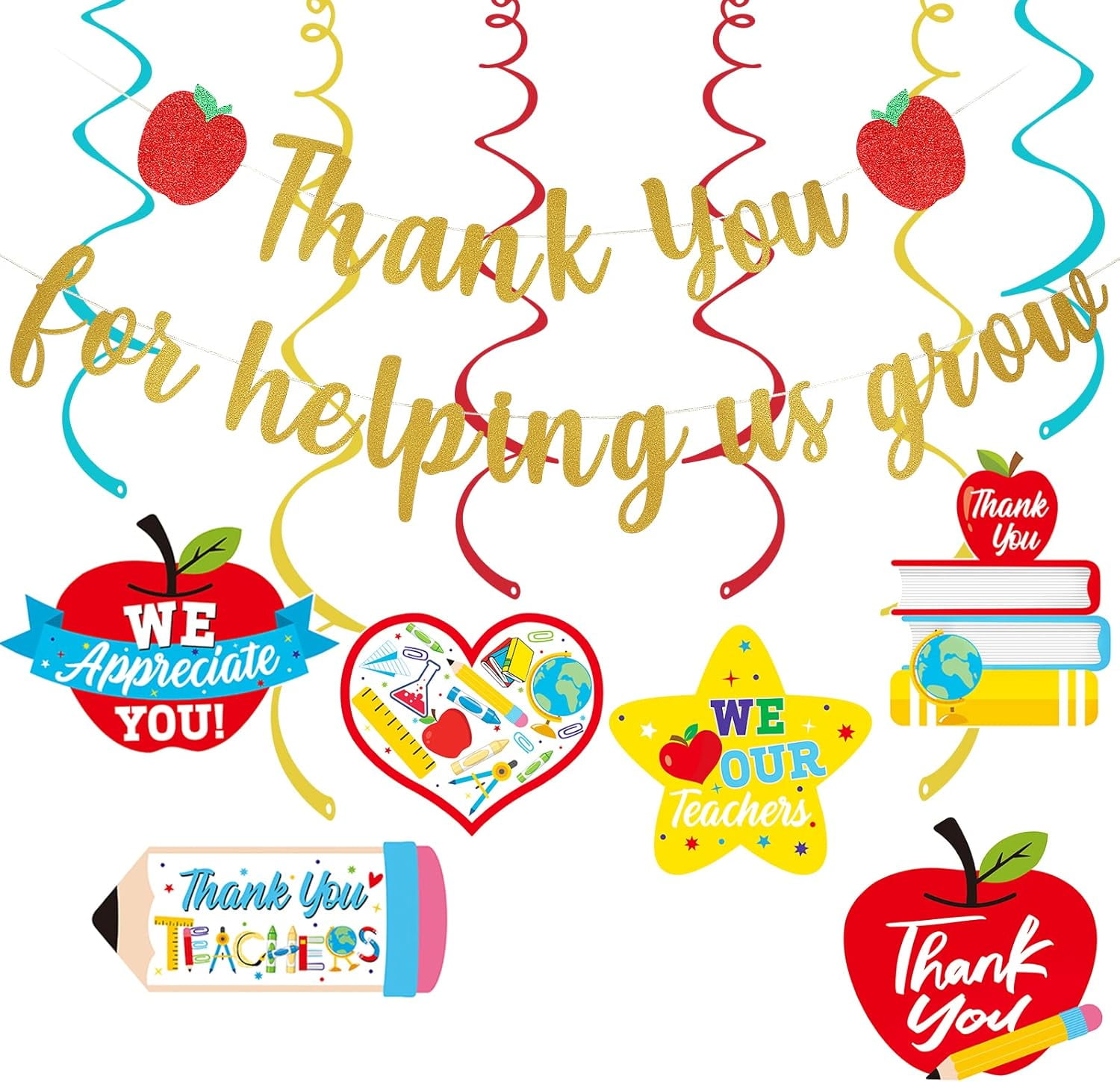 Gold Thank You for Helping Us Grow Banner, Teacher Appreciation Week ...