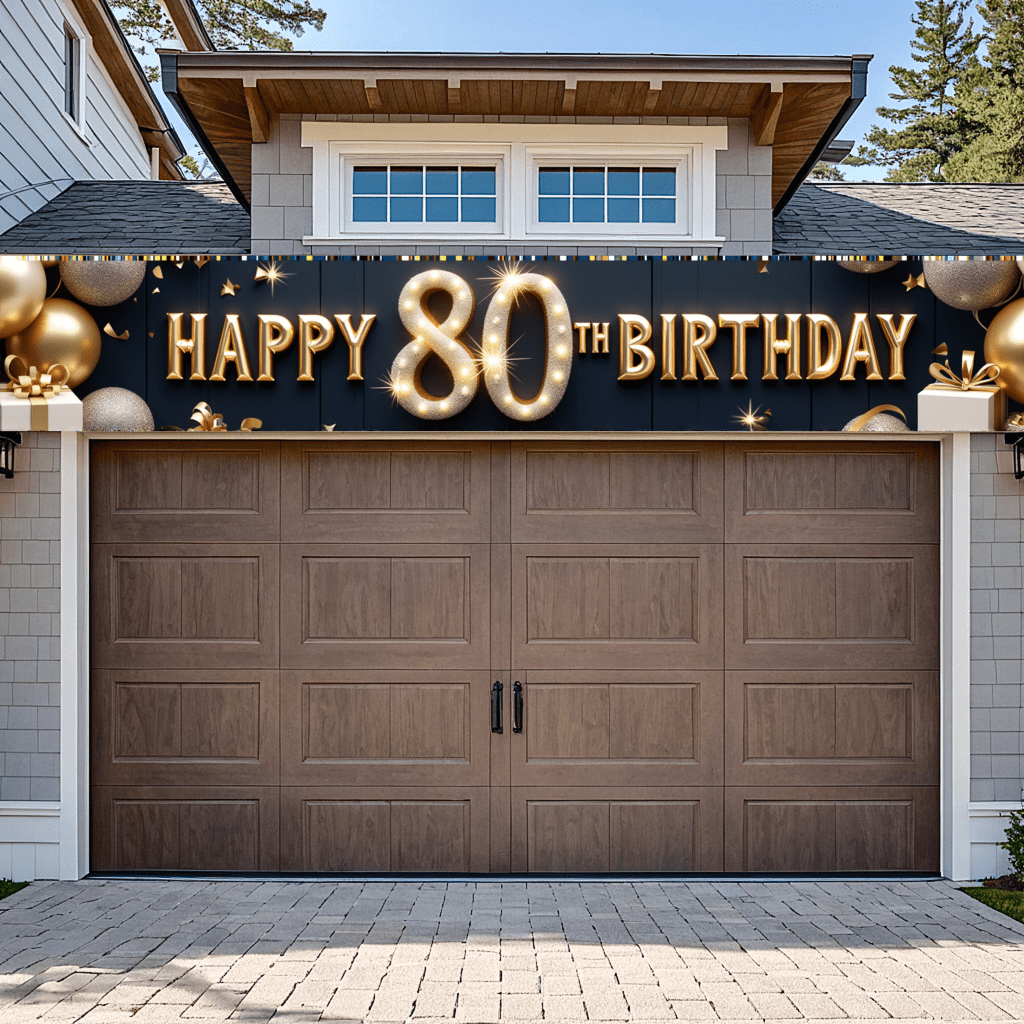 Gold Theme Banner Decorative Design 80th Birthday Party Balloon ...