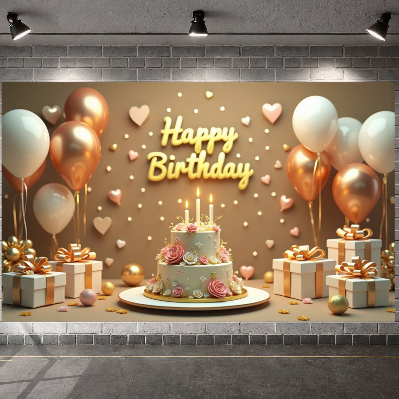 Gold Theme Banner Pastel Color Birthday Party Display Balloon ...