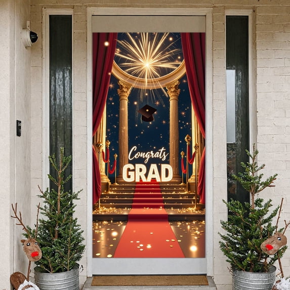 Gold Theme Graduation Banner Glittery Style Graduation Backdrop ...