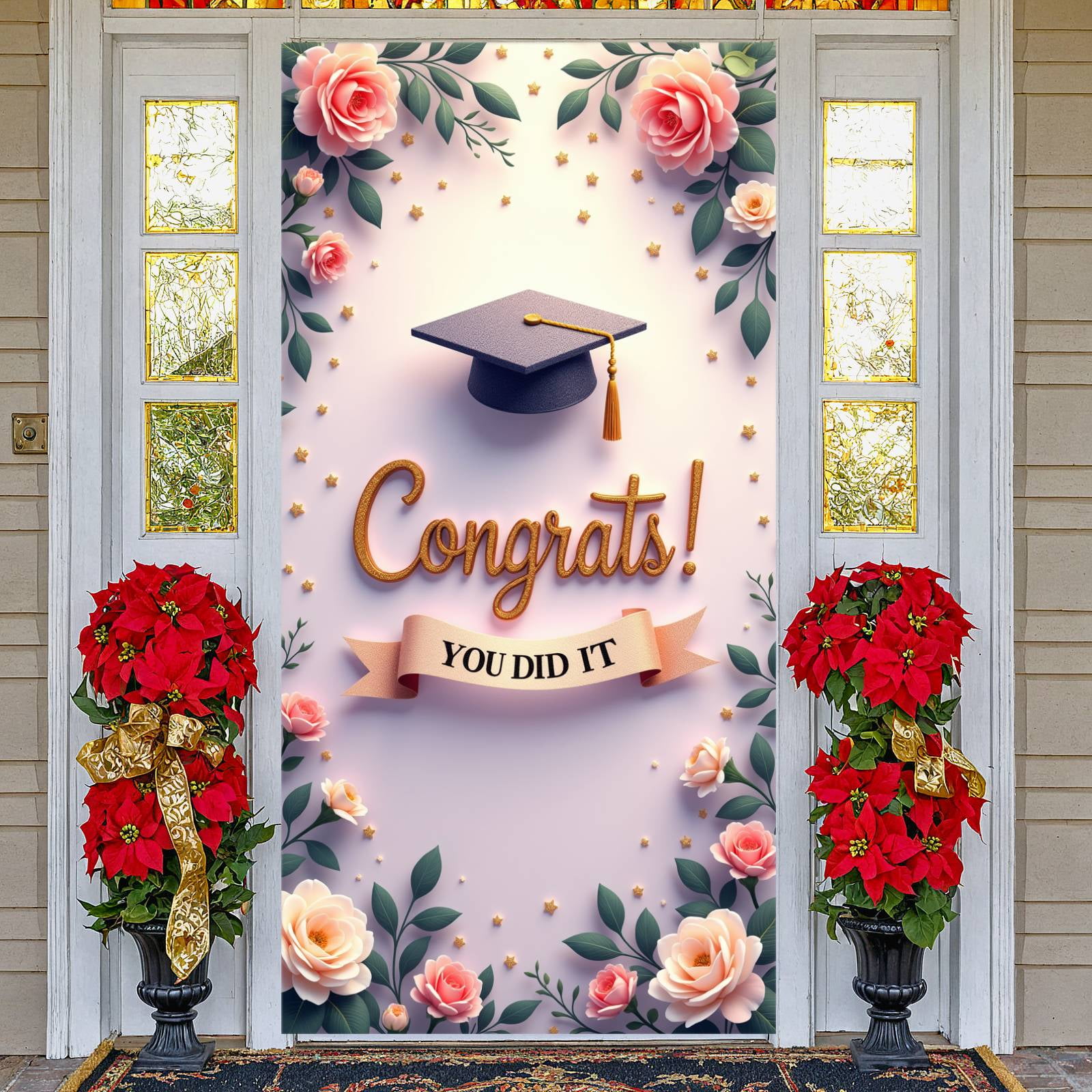 Gold Theme Graduation Banner Graduation Cap Design Graduation Backdrop ...