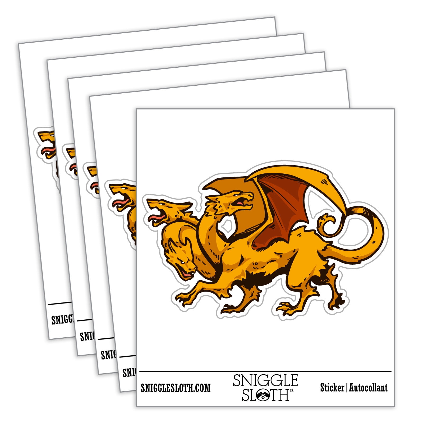 Gold Three Headed Dragon Heraldric Mythical Creature Car Window Bumper ...