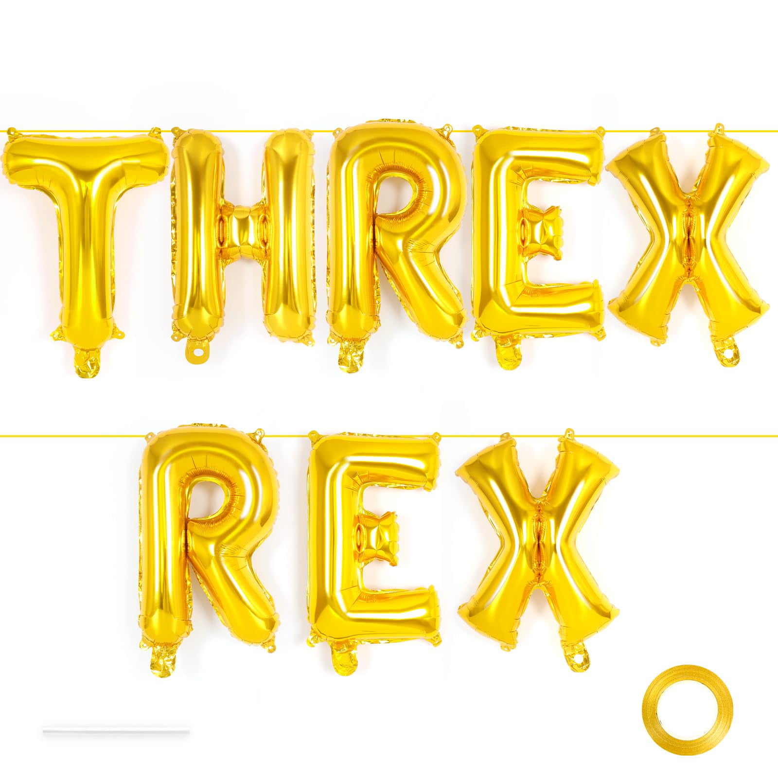 Gold Three Rex Balloon, STF9 16 Inch Large Three Rex Letter Balloon, 3 ...