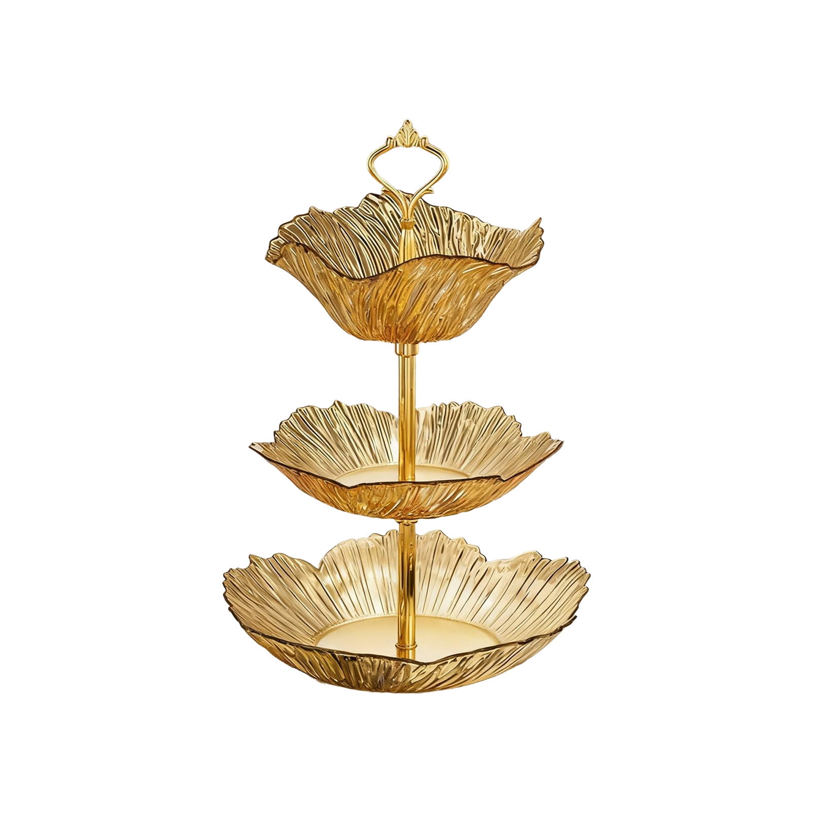 Gold Tiered Serving Tray 3 Layer Dessert Stand For Party Wedding Snacks ...