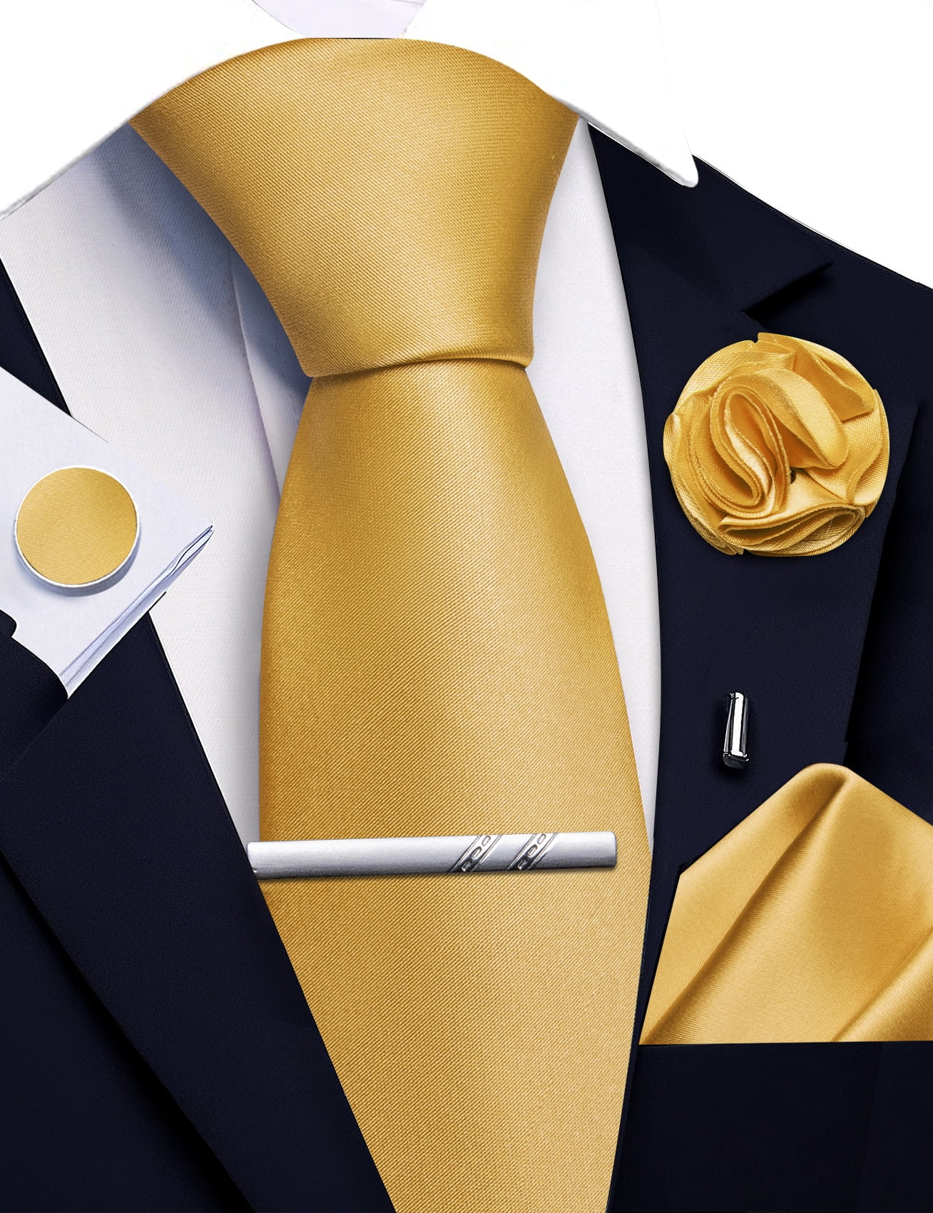 Barry Wang Gold Ties for Men Silk Satin Necktie Set, 5PCS - Walmart.com