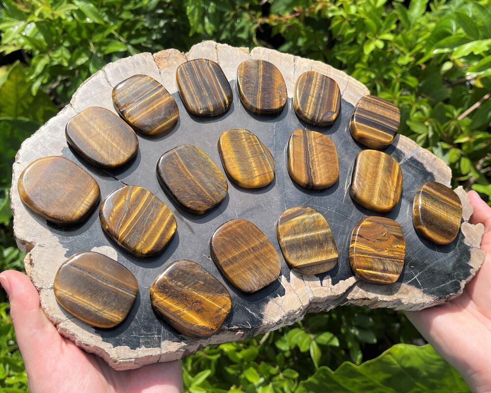 Gold Tiger Eye Pocket Palm Stone MEDIUM (Smooth Polished Tiger Eye ...