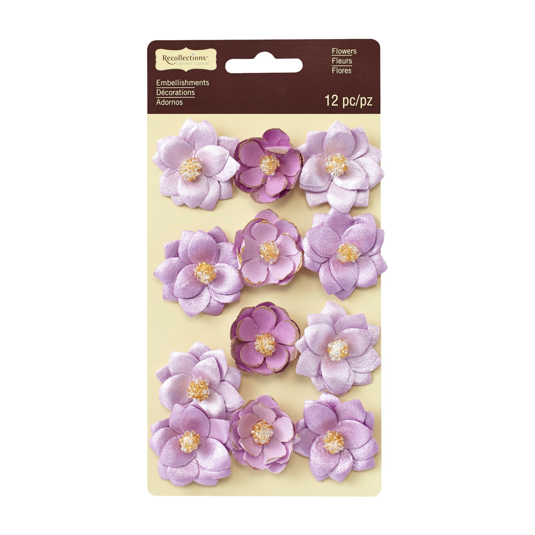 Gold Tipped Purple Flower Embellishments by Recollections Signature ...