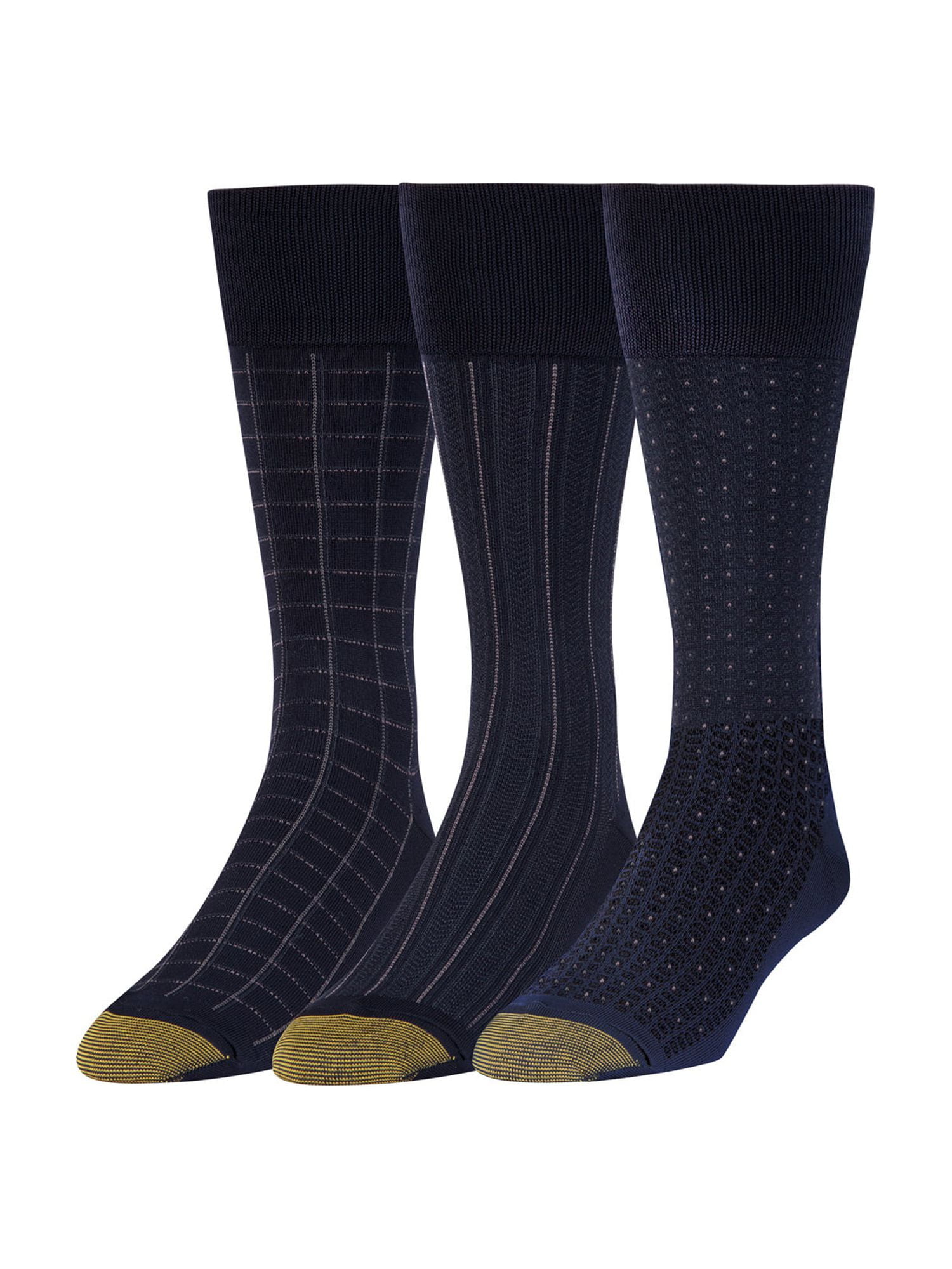 Gold Toe, Adult Mens, 3-Pack Moisture Control Classic Crew Dress Socks ...