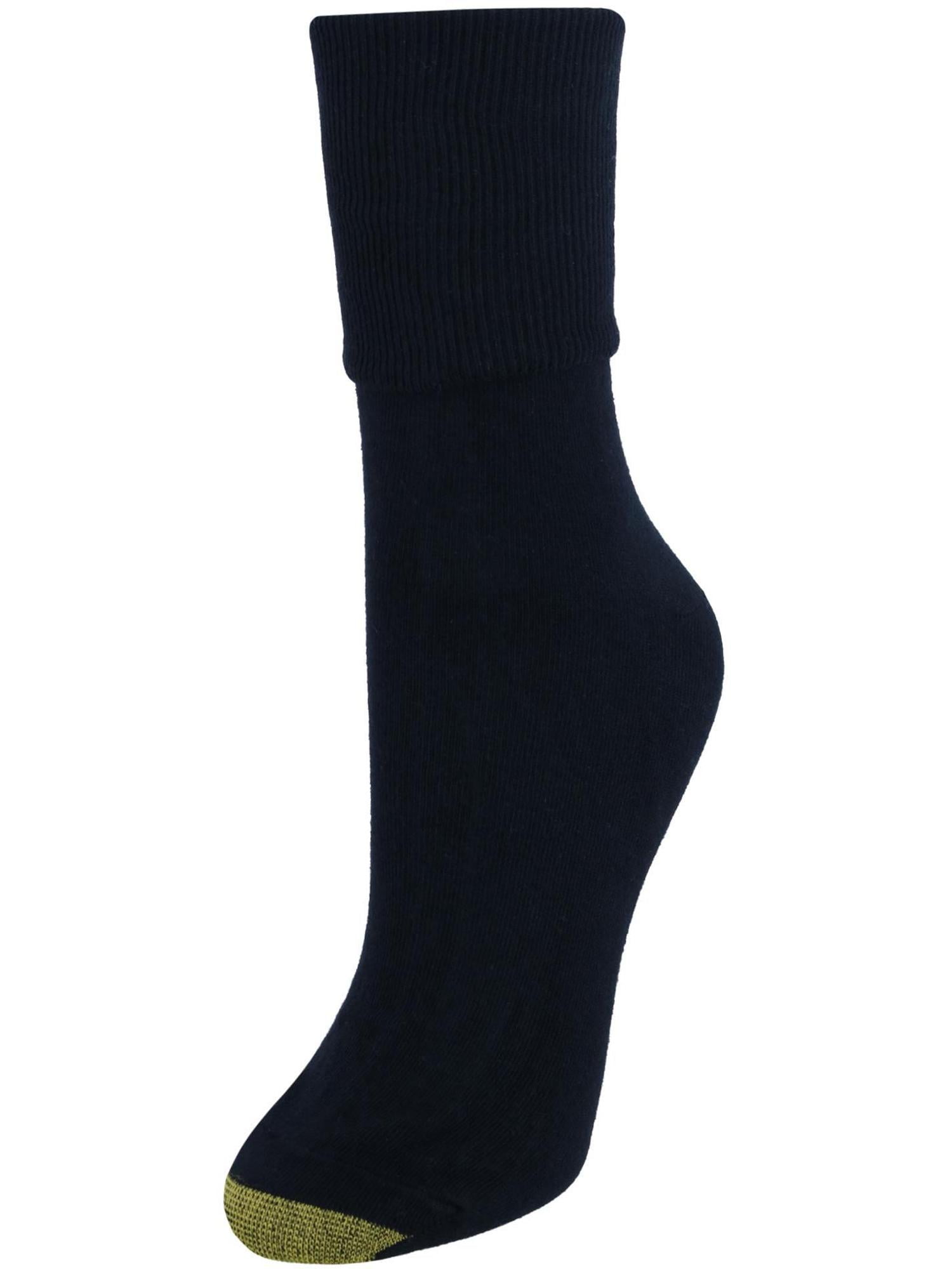 Gold Toe Women's Pima Cotton Turn Cuff Ankle Socks, Pack of 3 ...