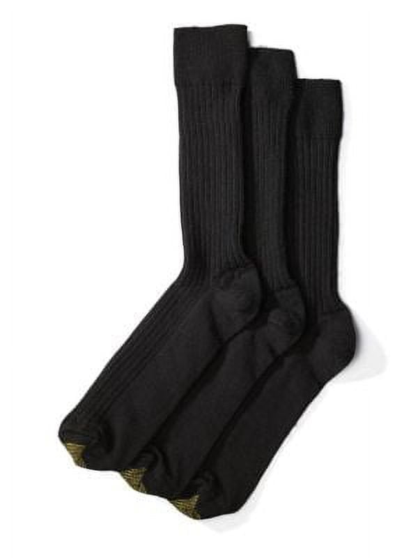 Gold Toe Men's 3 Pack Dress Windsor Wool Crew Socks Black Size 10-13 ...
