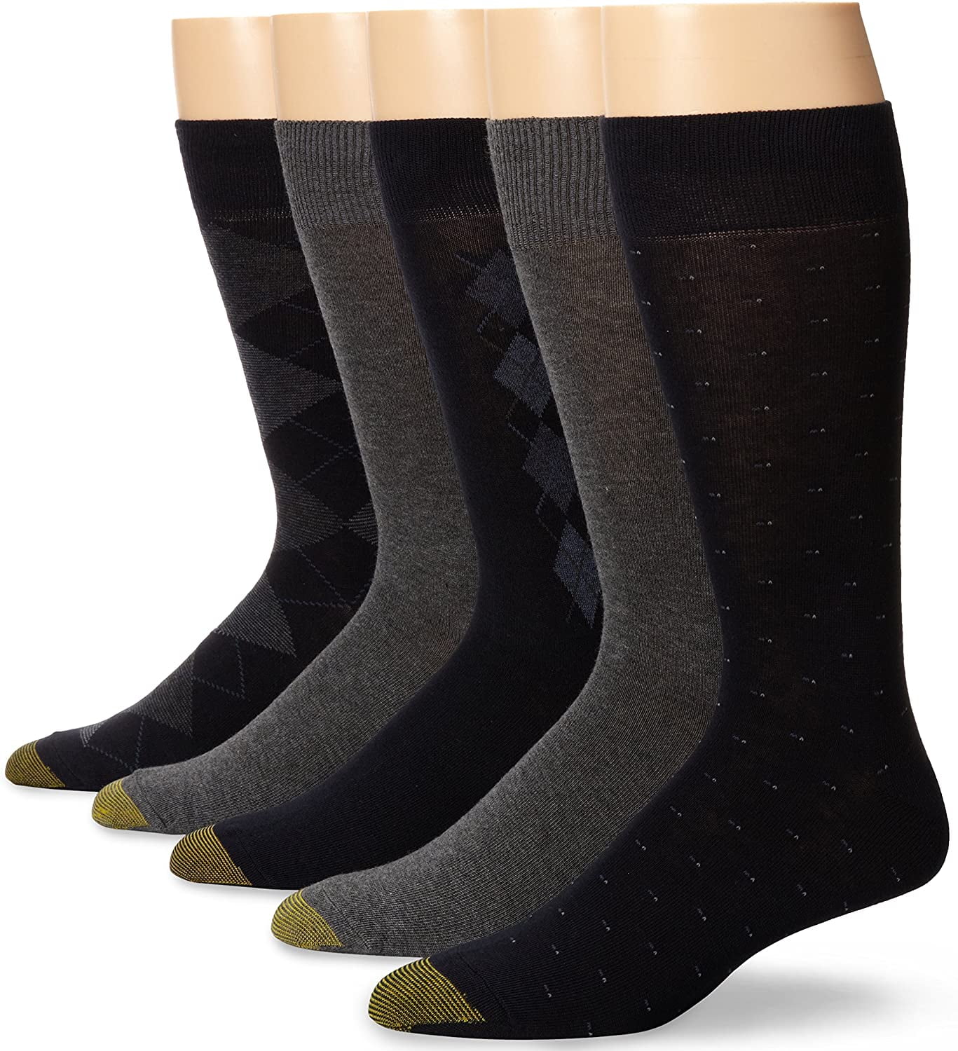 Gold Toe Men's Argyle Assorted Crew Socks, 5 Pairs, Navy/Light Grey ...