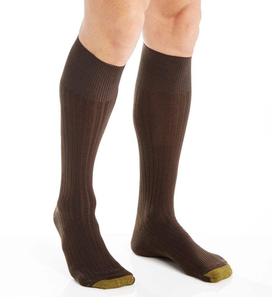 Gold Toe Men's Mercerized Cotton Canterbury Over The Calf Dress Socks ...