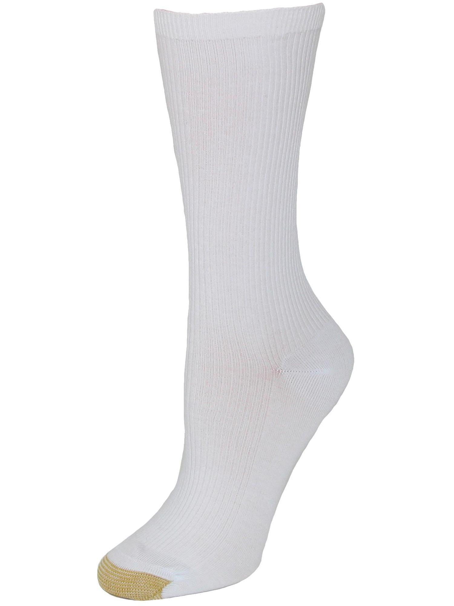 Gold Toe Women's Non Binding Cotton Top Ribbed Crew Socks (3 Pair Pack) - Walmart.com