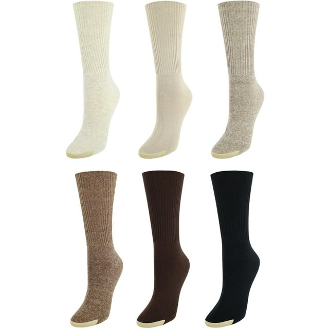 Gold Toe Women's Extended Size Turn Cuff Anklet Socks 6-Pack ...