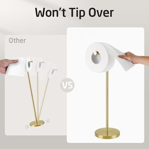 Gold Toilet Paper Holder Stand 26" H (Taller Version), Free Standing ...