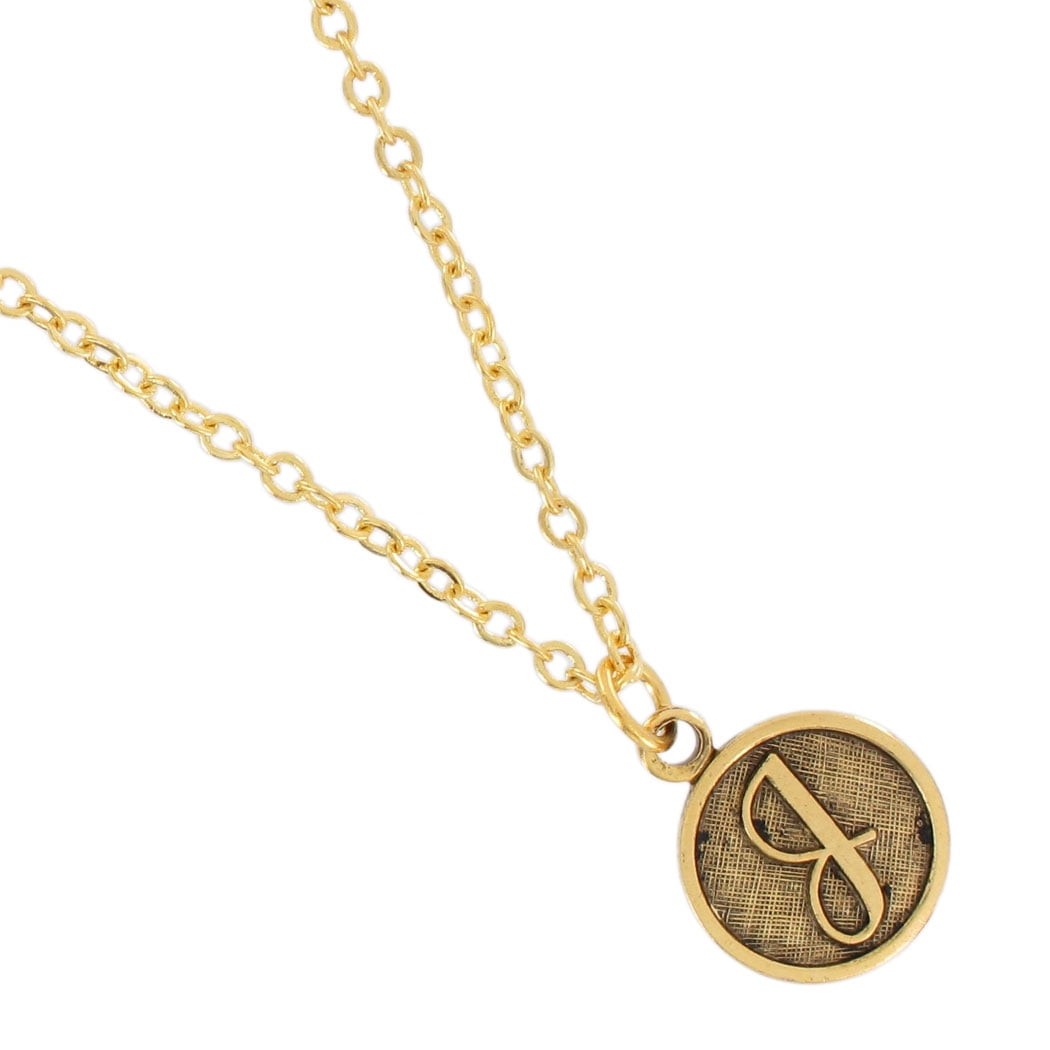 Gold Tone Chain Cursive Initial Letter J Charm Pendant Necklace Ladies ...