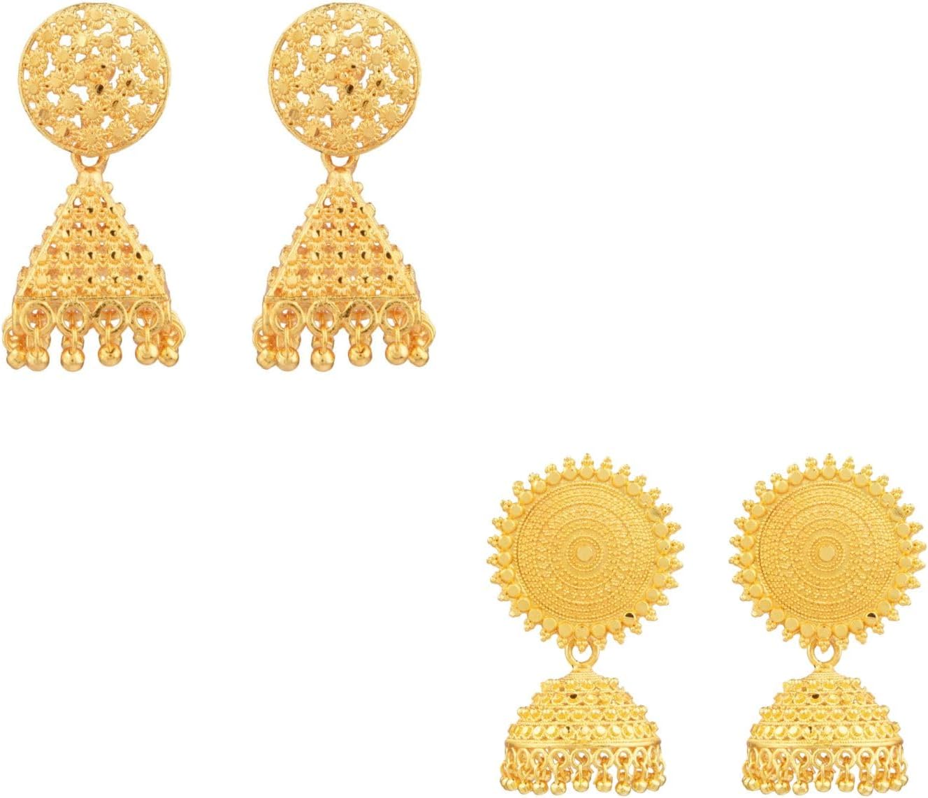 Gold Tone Jhumka Earrings for Women Dubai Style Earring Set Indian Gold ...