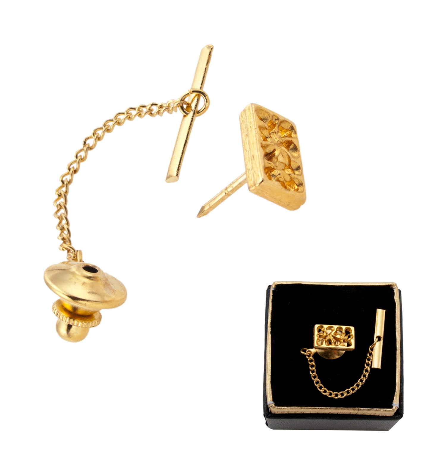 Gold Tone Openwork Abstract Textured Rectangle Tie Tac Tack Pin Gift ...