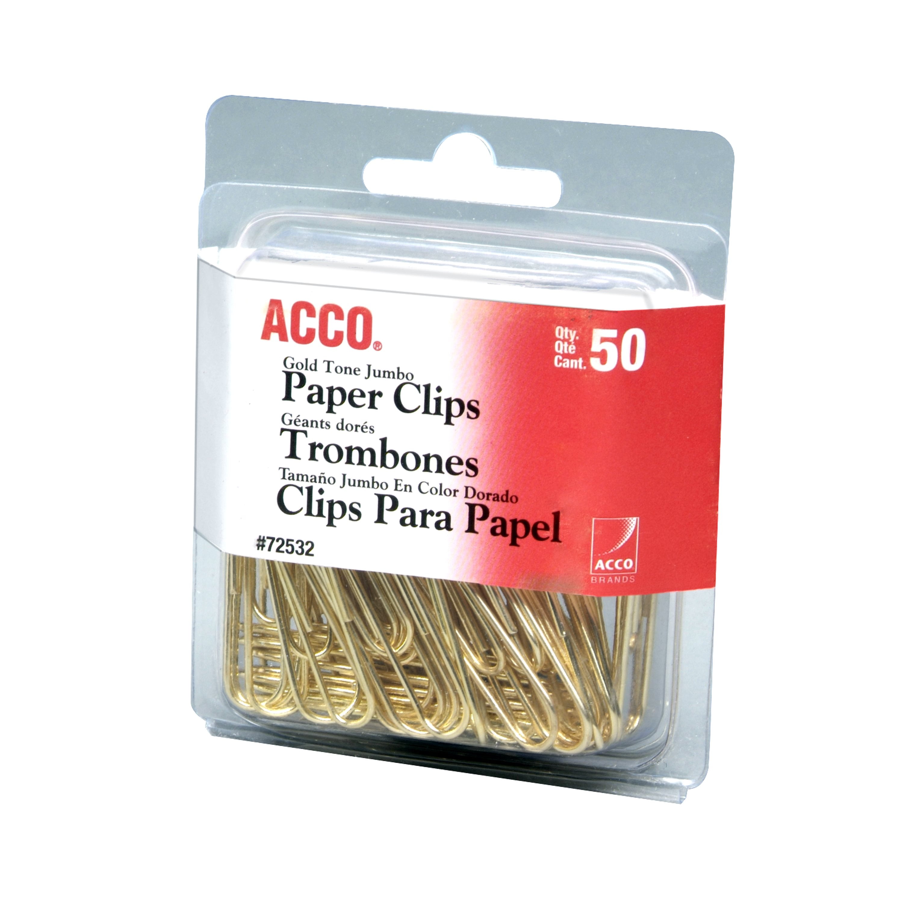 Gold Tone Paper Clips, Jumbo, Gold Tone, 50/box | Bundle of 5 Boxes ...