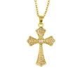 Gold Tone Rhinestone Cross Pendant Necklace Ideal for Religious ...