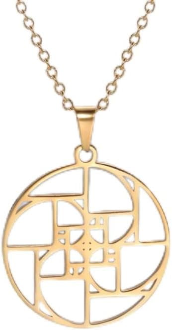 Gold Tone Stainless Steel Golden Ratio Spiral Pendant, Fibonacci ...