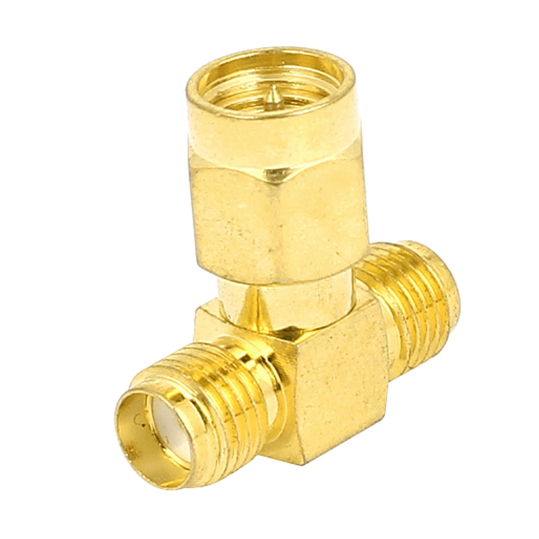 Gold Tone Straight SMA Male to Two SMA Female Plug RF Coax Tee ...