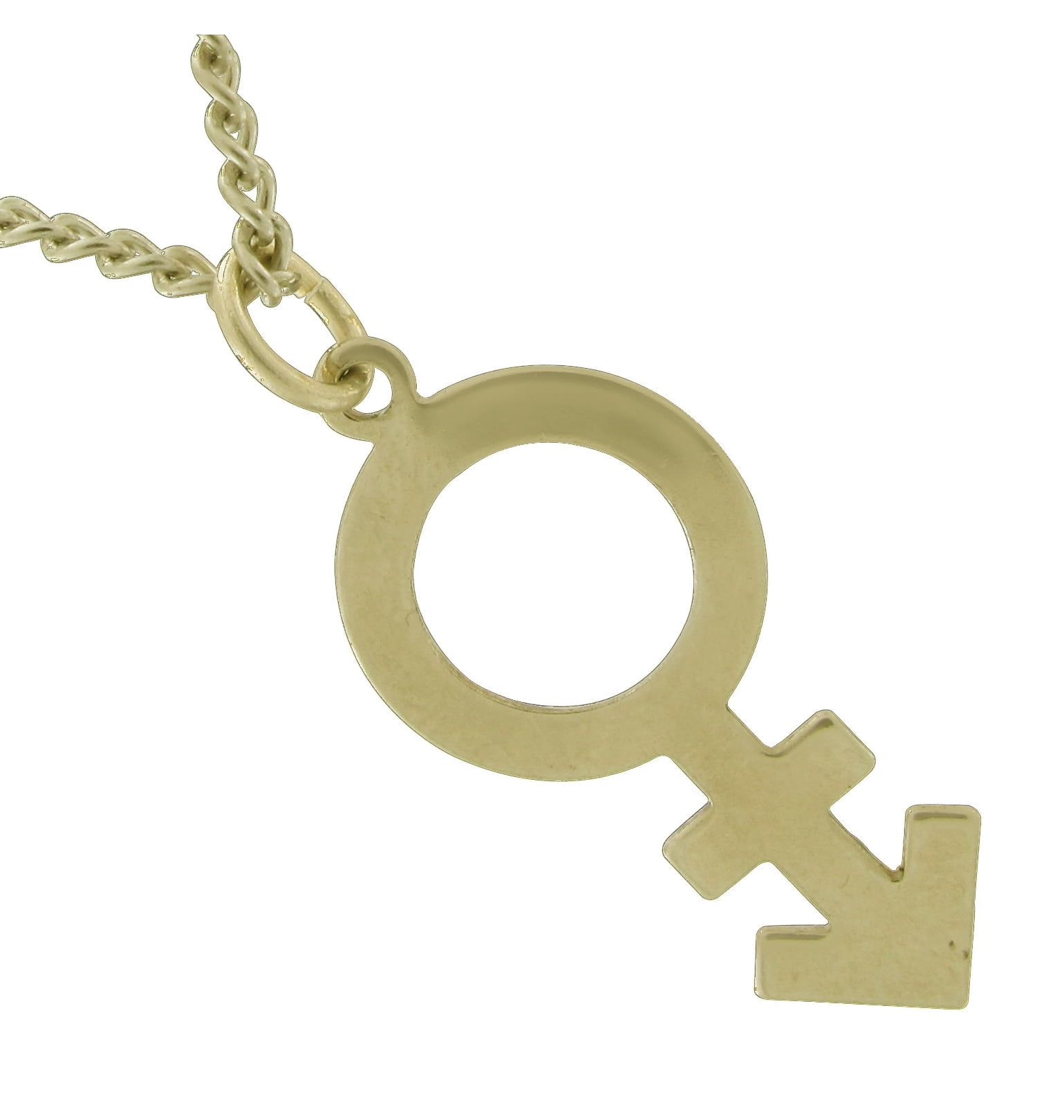 Gold Tone Transgender Symbol Charm Pendant Necklace, 18 in, Curb ...