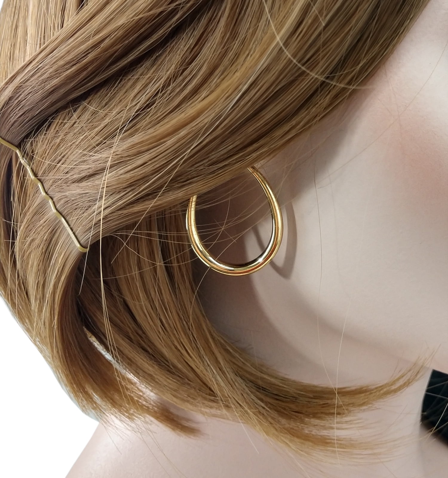 Gold Tone Tube Hoop Loop Pierced Earrings Ladies Women Adult - Walmart.com