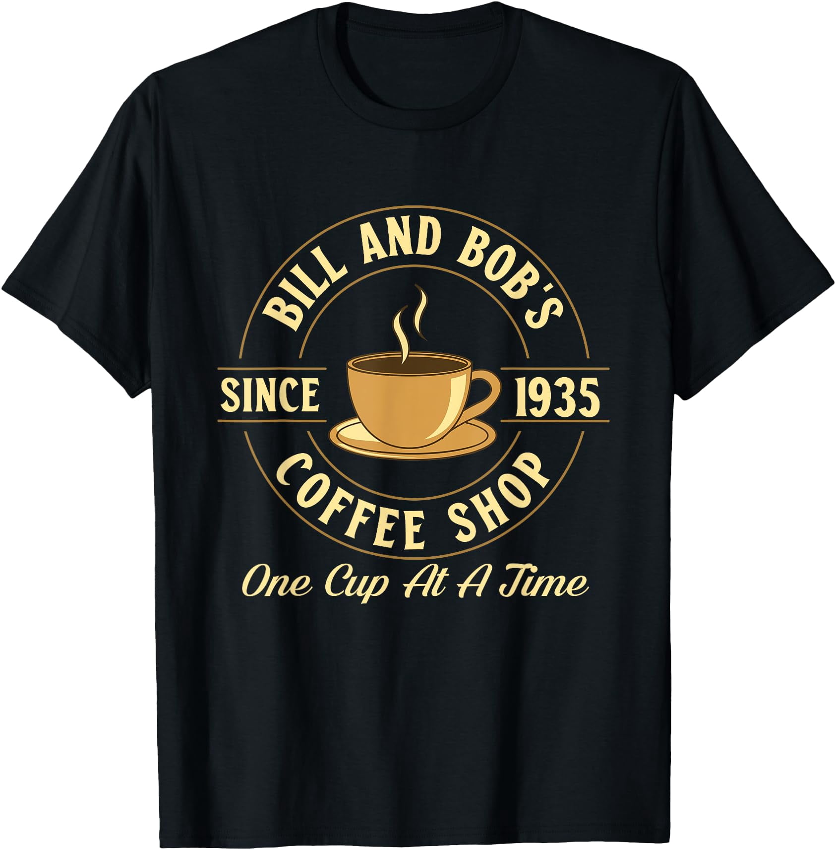 Gold Tone Vintage Coffee Logo Sobriety Anniversary T-Shirt - Sober Life ...