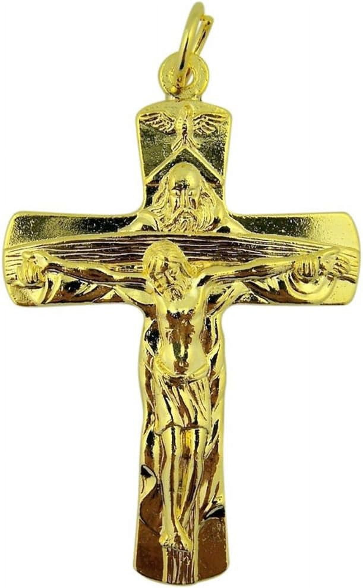 Gold Toned Base Father Son Holy Spirit Cross Crucifix, 2 3/4 Inch ...