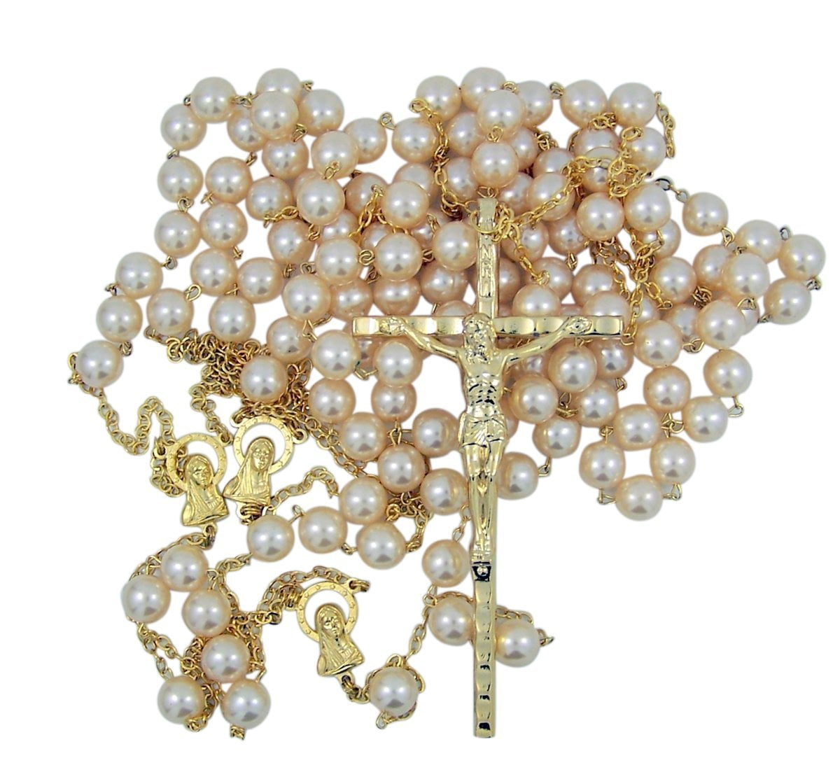 Gold Toned Wedding Lasso Rosary with Acrylic Prayer Bead for Married ...