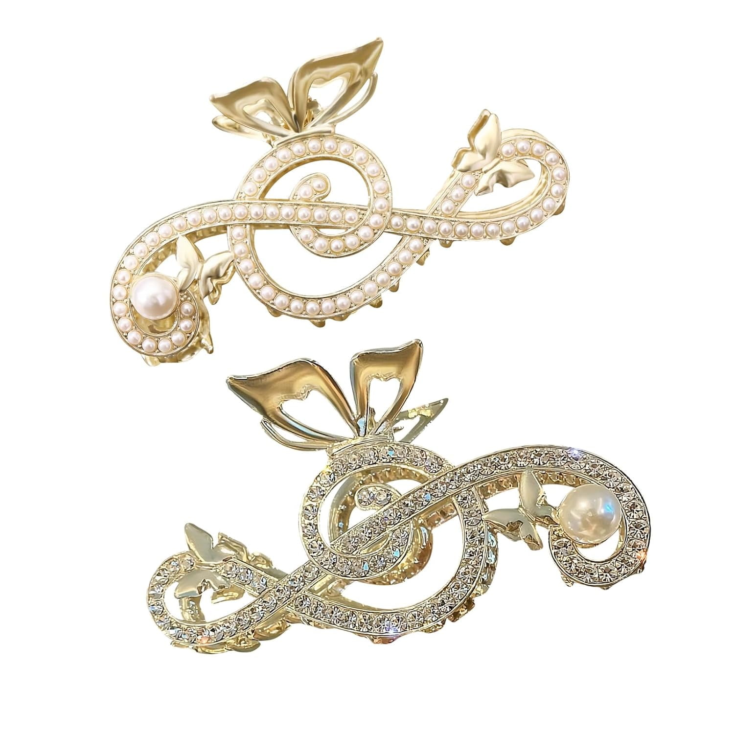 Gold Treble Clef Music Note Claw Clip for Women – Sparkly Rhinestone ...