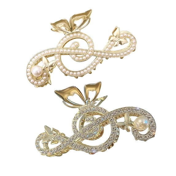 Gold Treble Clef Music Note Claw Clip for Women – Sparkly Rhinestone ...