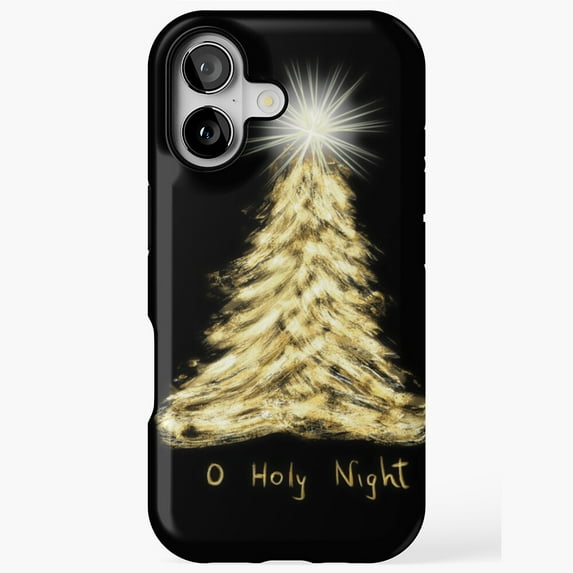 Gold Tree Holy Night Christmas Card Design with iPhone 17 through 11 ...