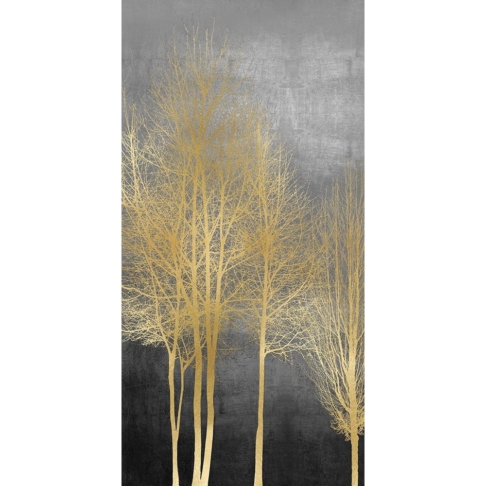 Gold Trees on Gray Panel I by Kate Bennett - Walmart.com