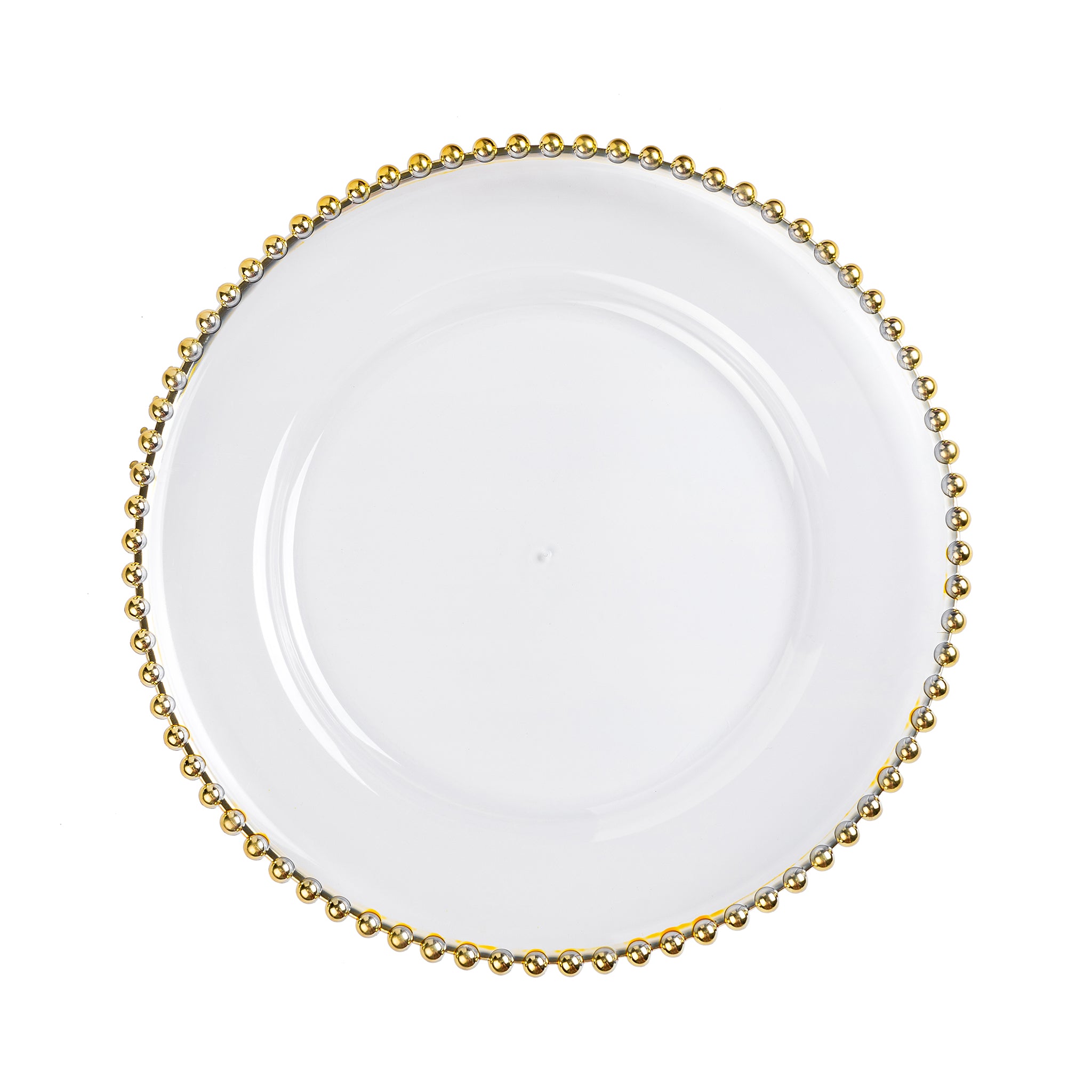 Gold Trim Acrylic Beaded 13 Inch Round Decorative Charger Plate for ...